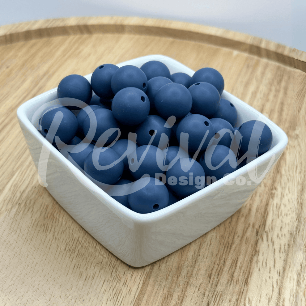 15mm Solid Color Silicone Bead - Revival Blue – Revival Design Co.